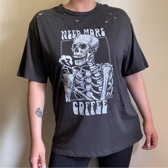 zutter | Tops | Zutter Distressed Need More Coffee Tee | Poshmark